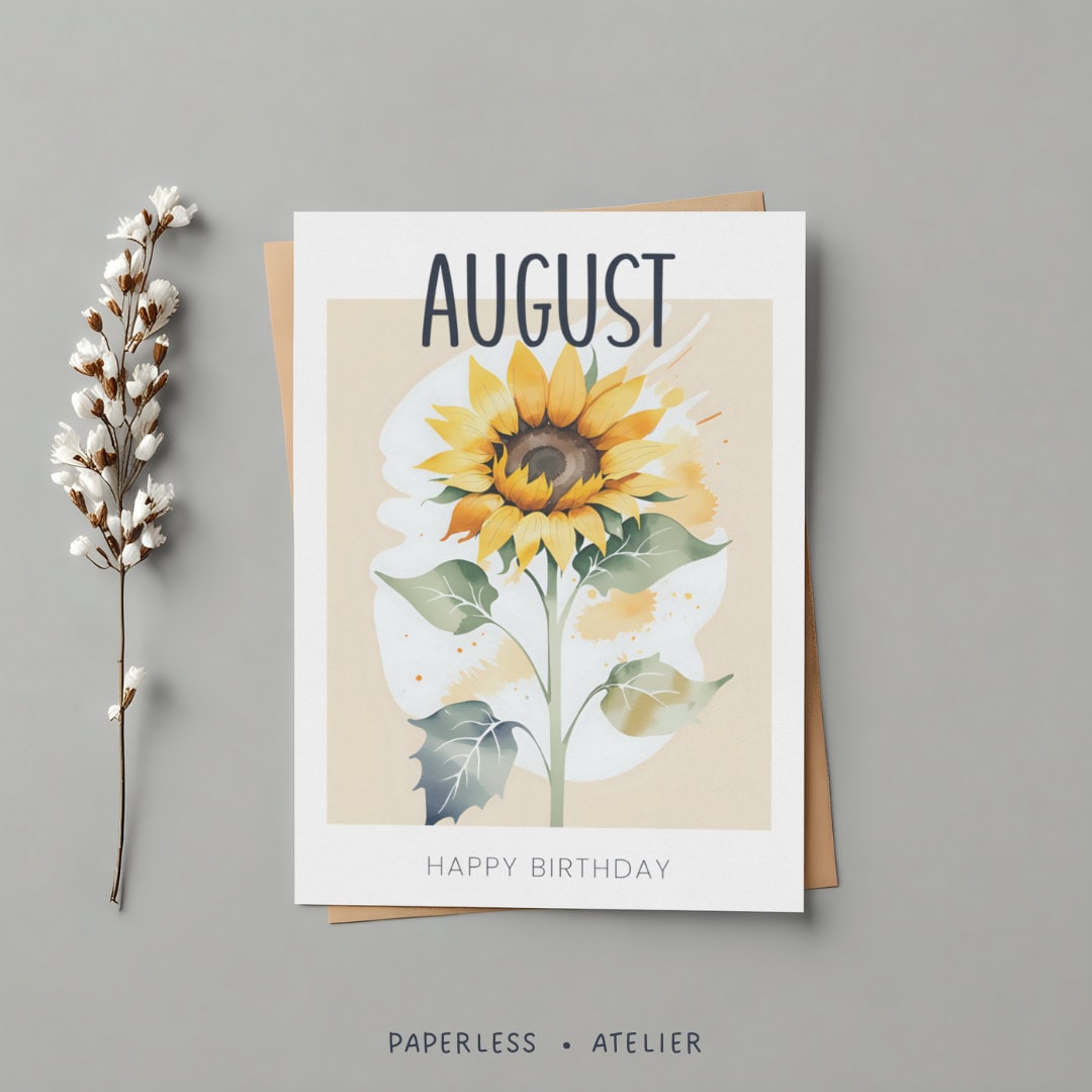 Printable Birthday Card, August Card, August Born, Born in August Card ...
