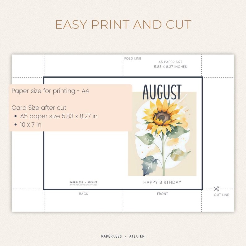Printable Birthday Card, August Card, August Born, Born in August Card ...
