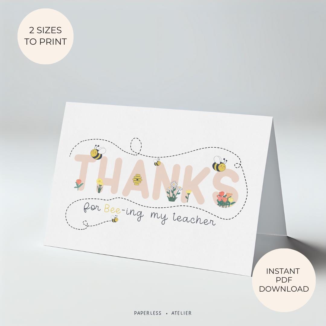 Printable Teacher's Day Card, Teacher Appreciation, Thank You Teacher ...