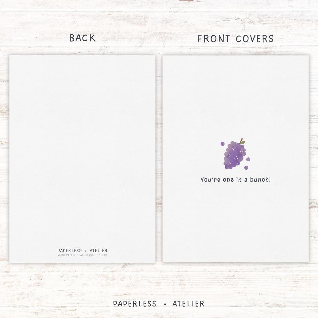 Printable Grape-themed Greeting Card, Birthdays, Friendship ...