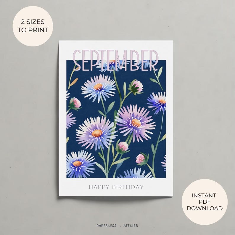 Printable Birthday Card, September Birth Flower, September Born, Born ...