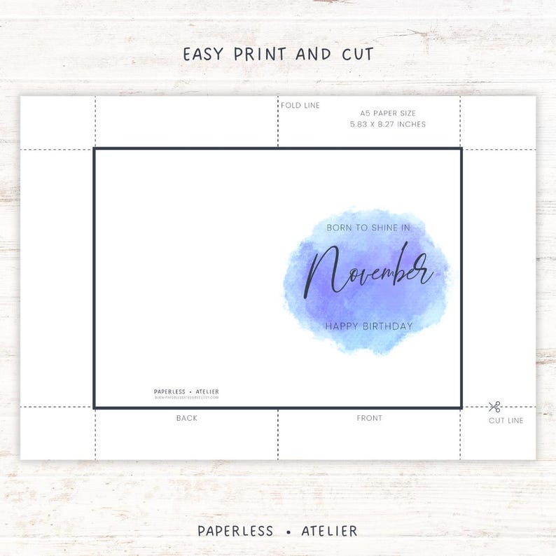 Printable Birthday Card, November Card, November Born, Born in November ...