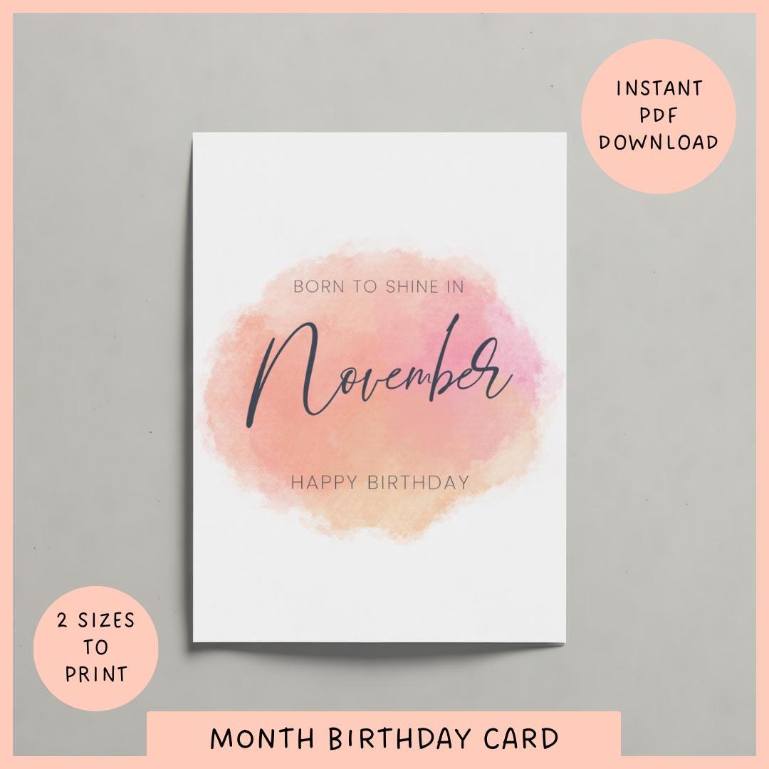 Printable Birthday Card, November Card, November Born, Born in November ...