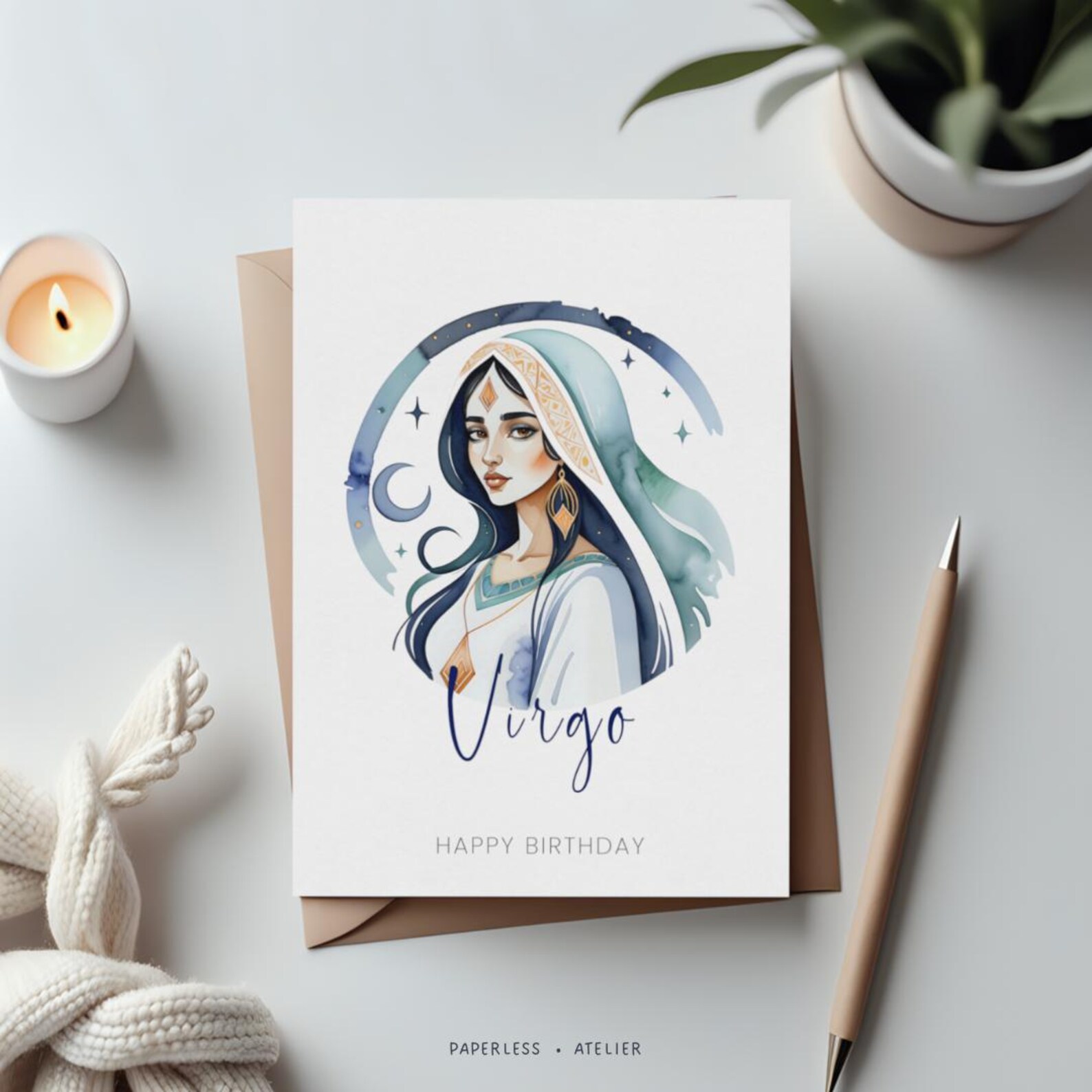 Printable Birthday Card, Virgo Zodiac, Virgo Card, Zodiacs Card ...