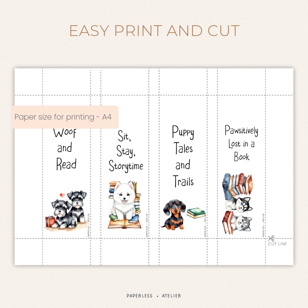 16 Printable Puppy Bookmarks, Puppy Bookmark, Printable Dog Bookmark ...