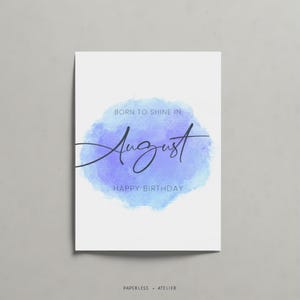 Printable Birthday Card, August Card, August Born, Born in August Card ...