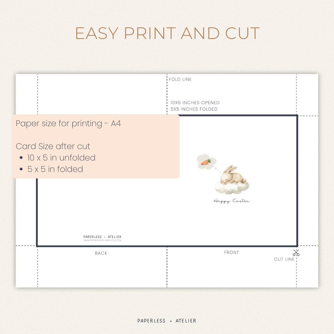 Printable Cute Easter Bunny Card, Easter Bunny, Easter Card, Bunny ...