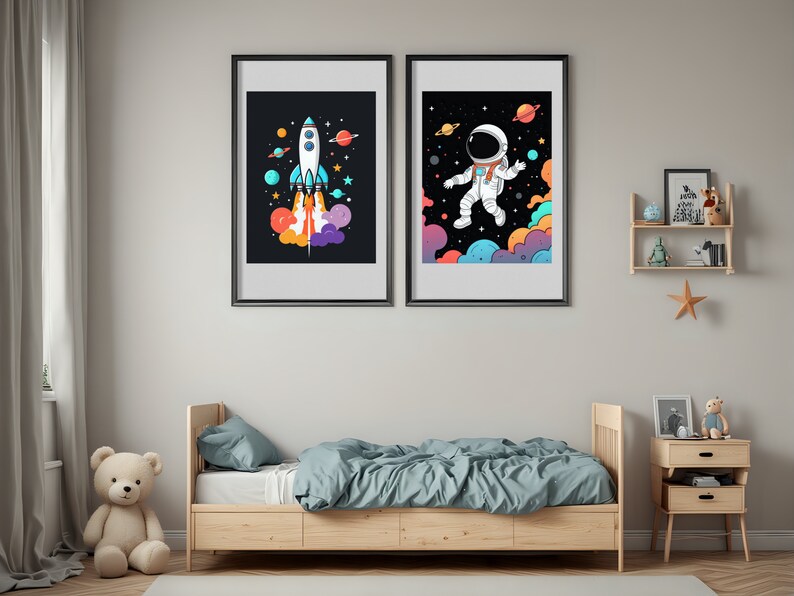 5 Printable Space Poster Set, Printable Posters, Astronaut and Space ...