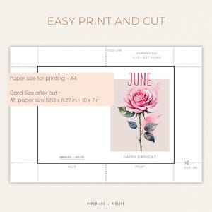 Printable Birthday Card, June Birth Flower Card, June Born, Born in ...