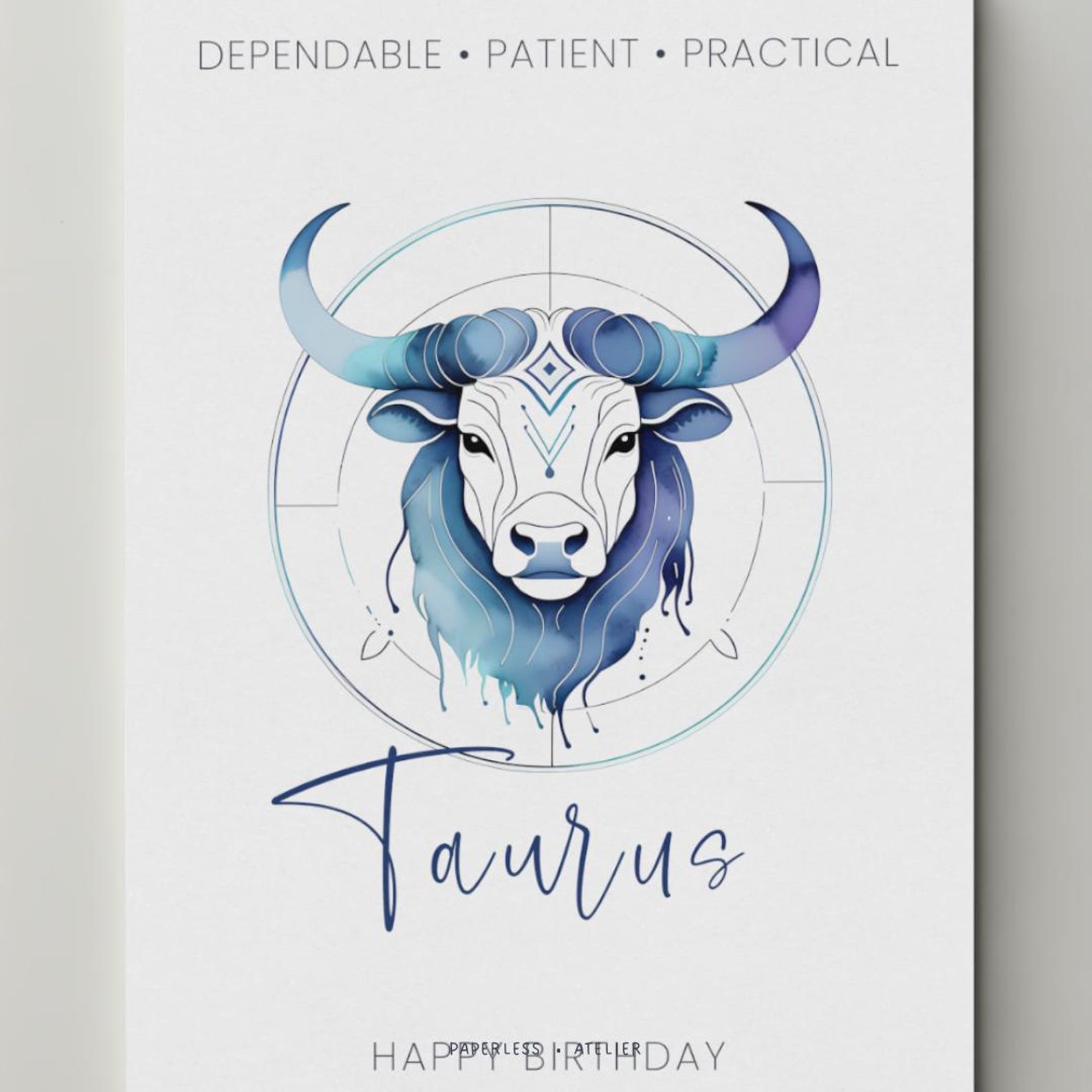 Printable Birthday Card, Boho Card, Taurus Zodiac, Taurus Card, Zodiacs ...
