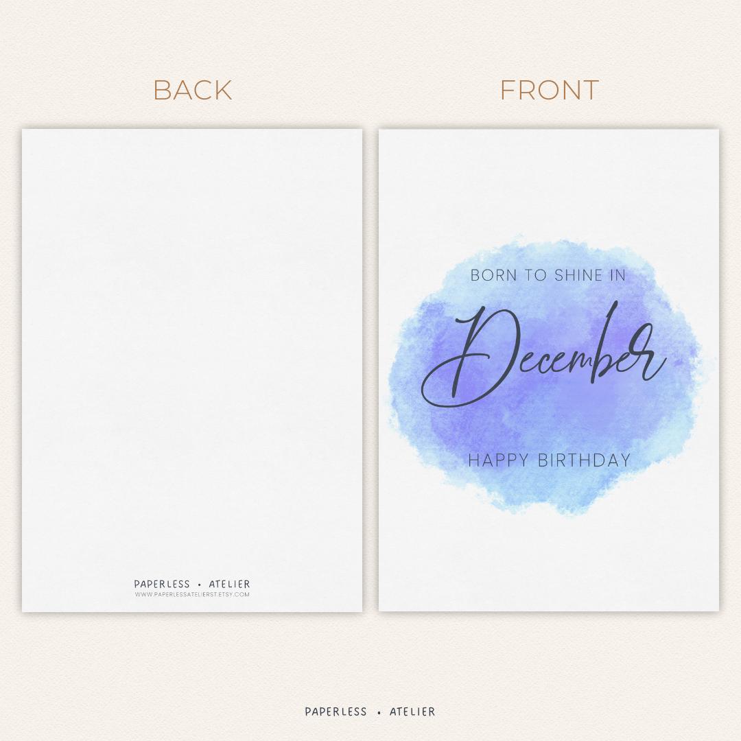 Printable Birthday Card, December Card, December Born, Born in December ...