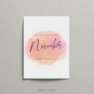 Printable Birthday Card, November Card, November Born, Born in November ...