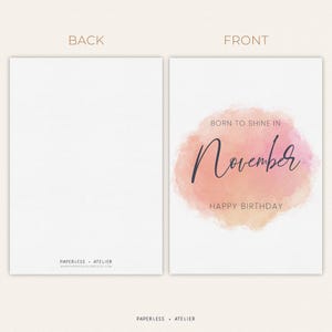 Printable Birthday Card, November Card, November Born, Born in November ...