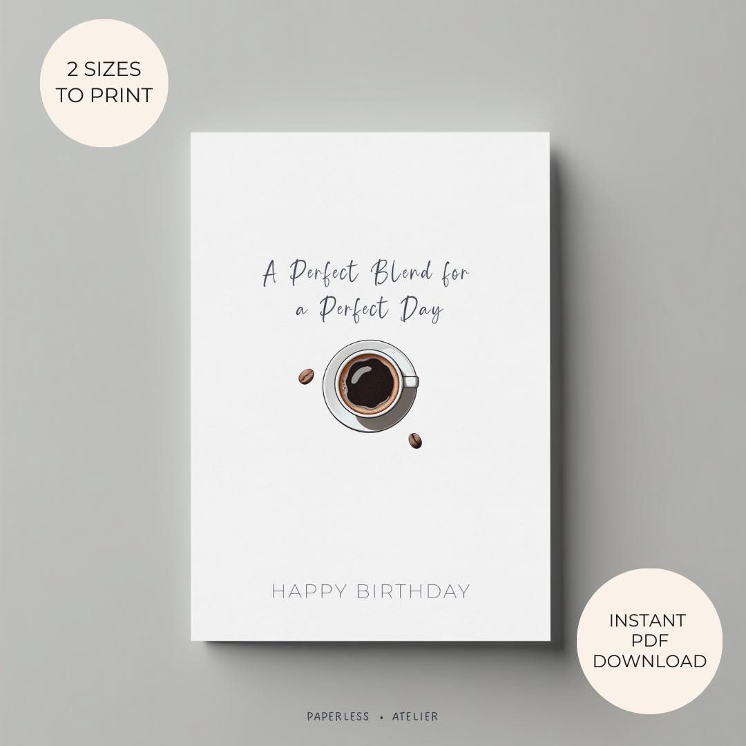 Printable Birthday Card, Coffee Lover Birthday, Happy Birthday, Coffee ...