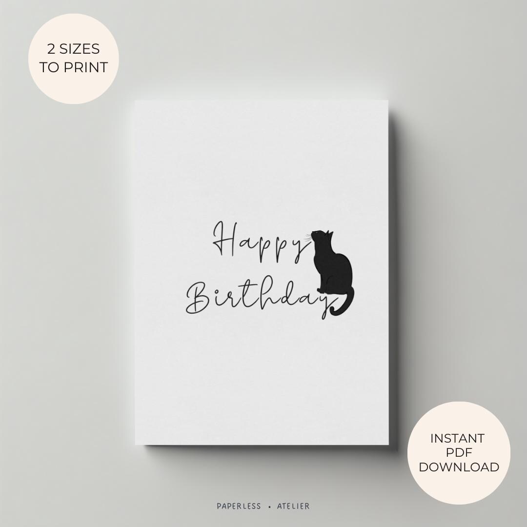 Printable Birthday Card, Cat Card, Cat Lover, Cat-themed Card, Kitten ...