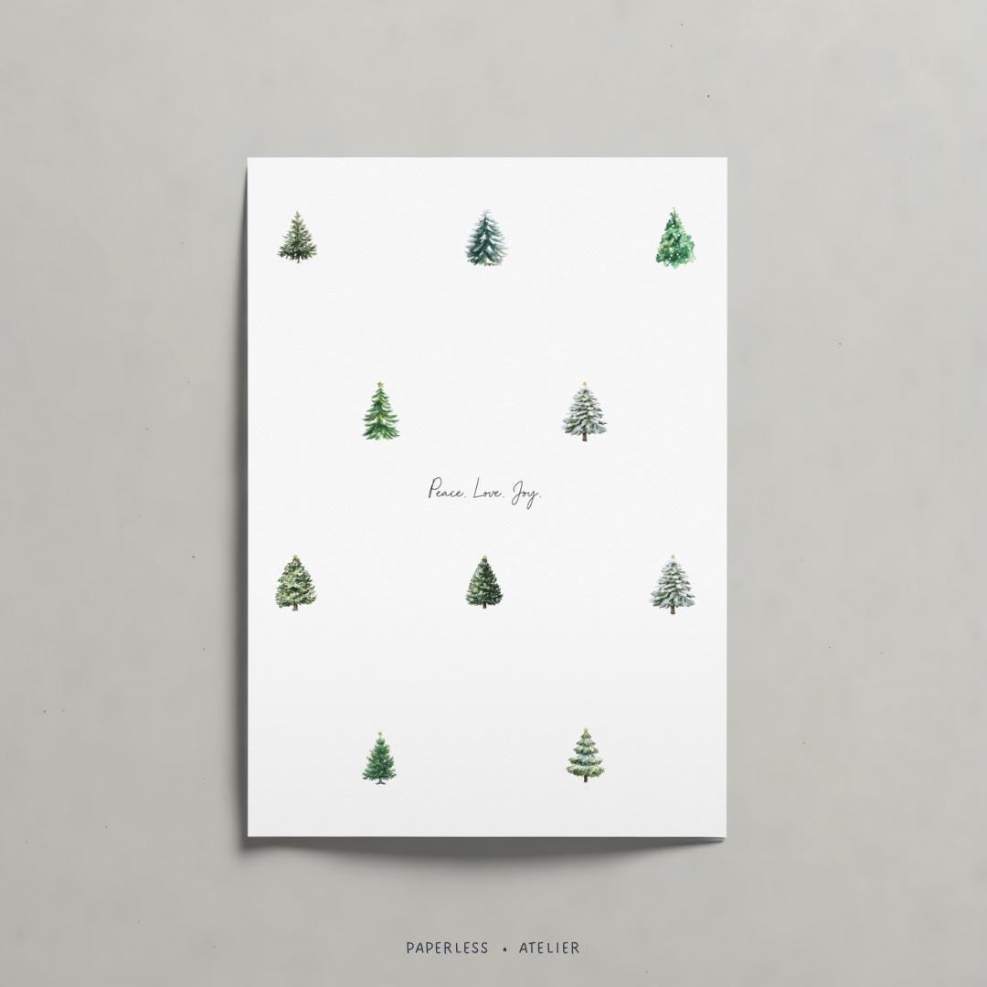 Printable Christmas Card, Minimalist Christmas Tree Card, Christmas ...