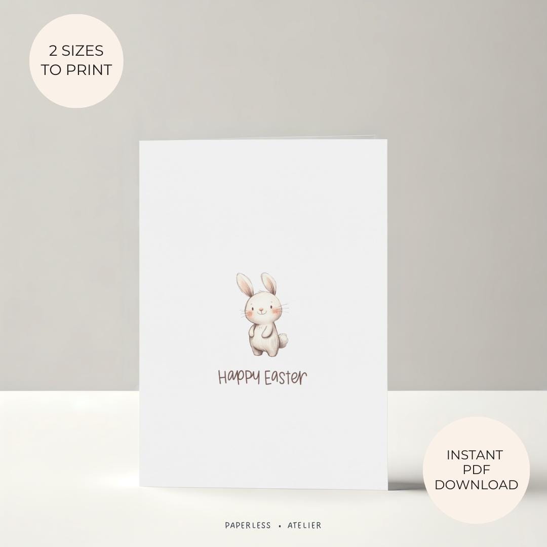 Printable Cute Easter Bunny Card, Easter Bunny, Easter Card, Bunny ...