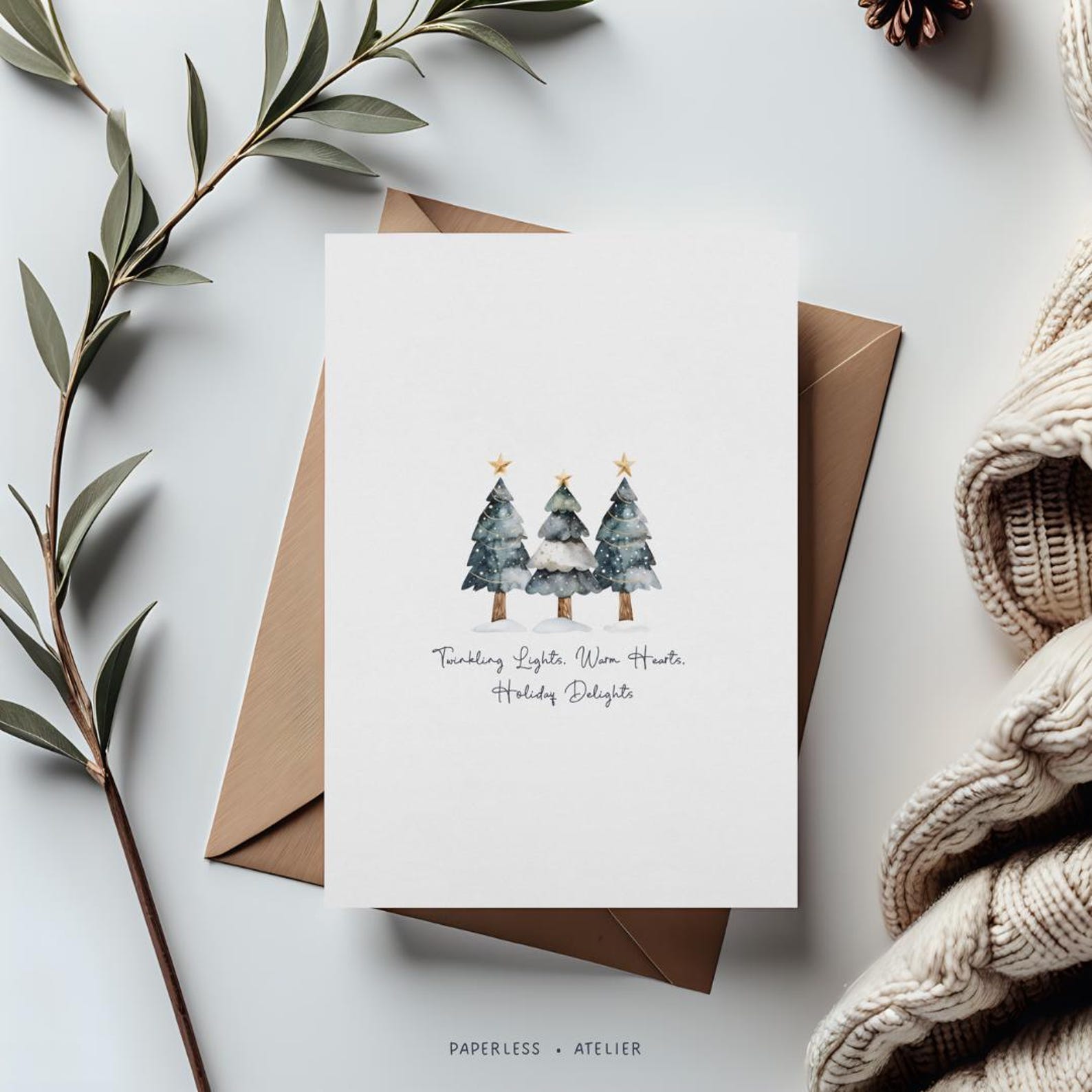 Printable Christmas Card, Minimalist Christmas Tree Card, Christmas ...