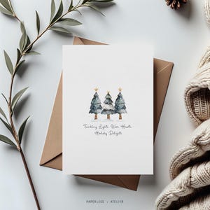 Printable Christmas Card, Minimalist Christmas Tree Card, Christmas ...