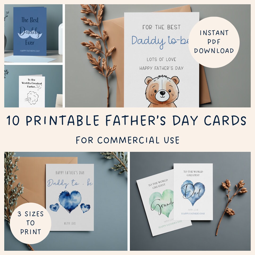 10 Printable Father's Day Card, Father's Day Cards, Dad Cards ...