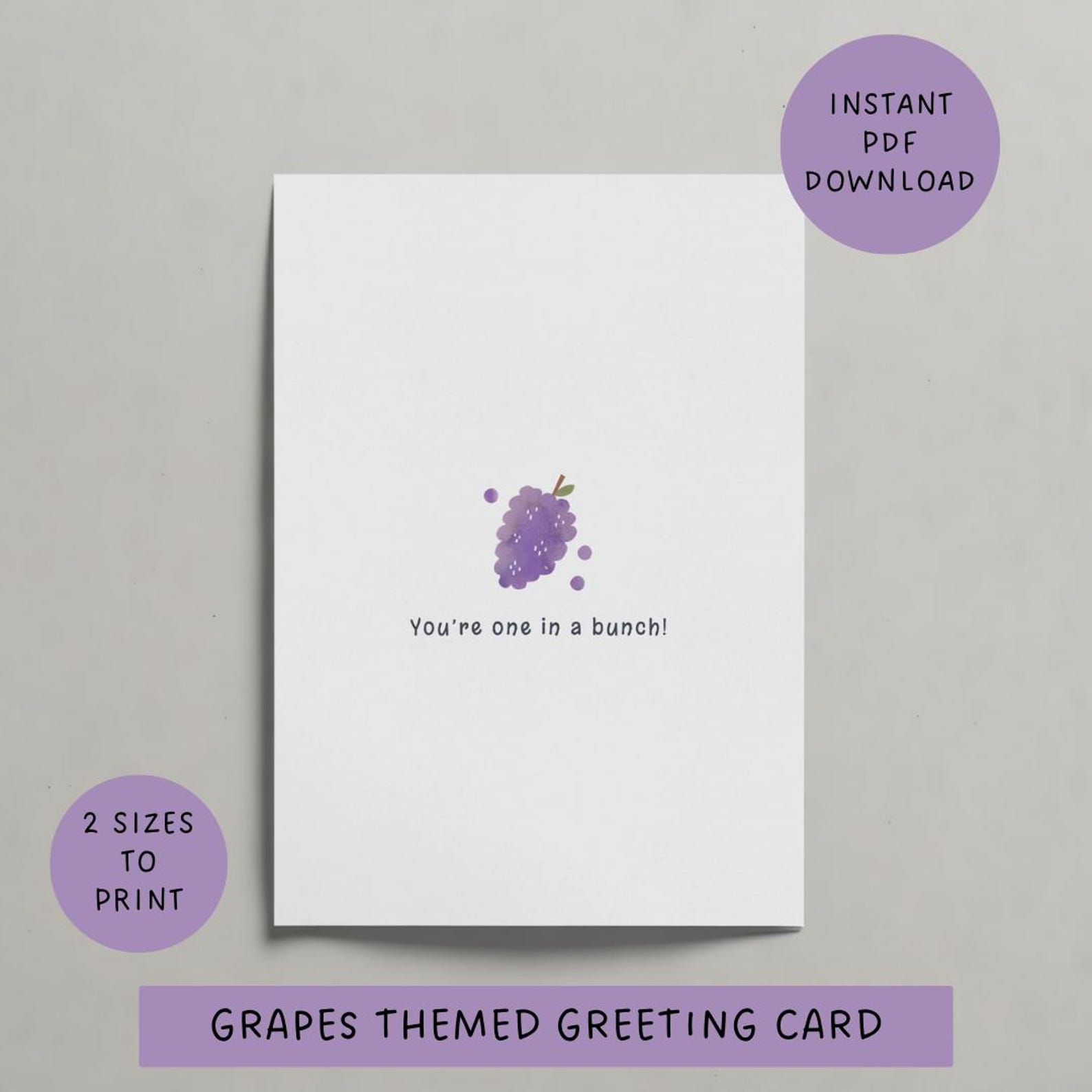 Printable Grape-themed Greeting Card, Birthdays, Friendship ...