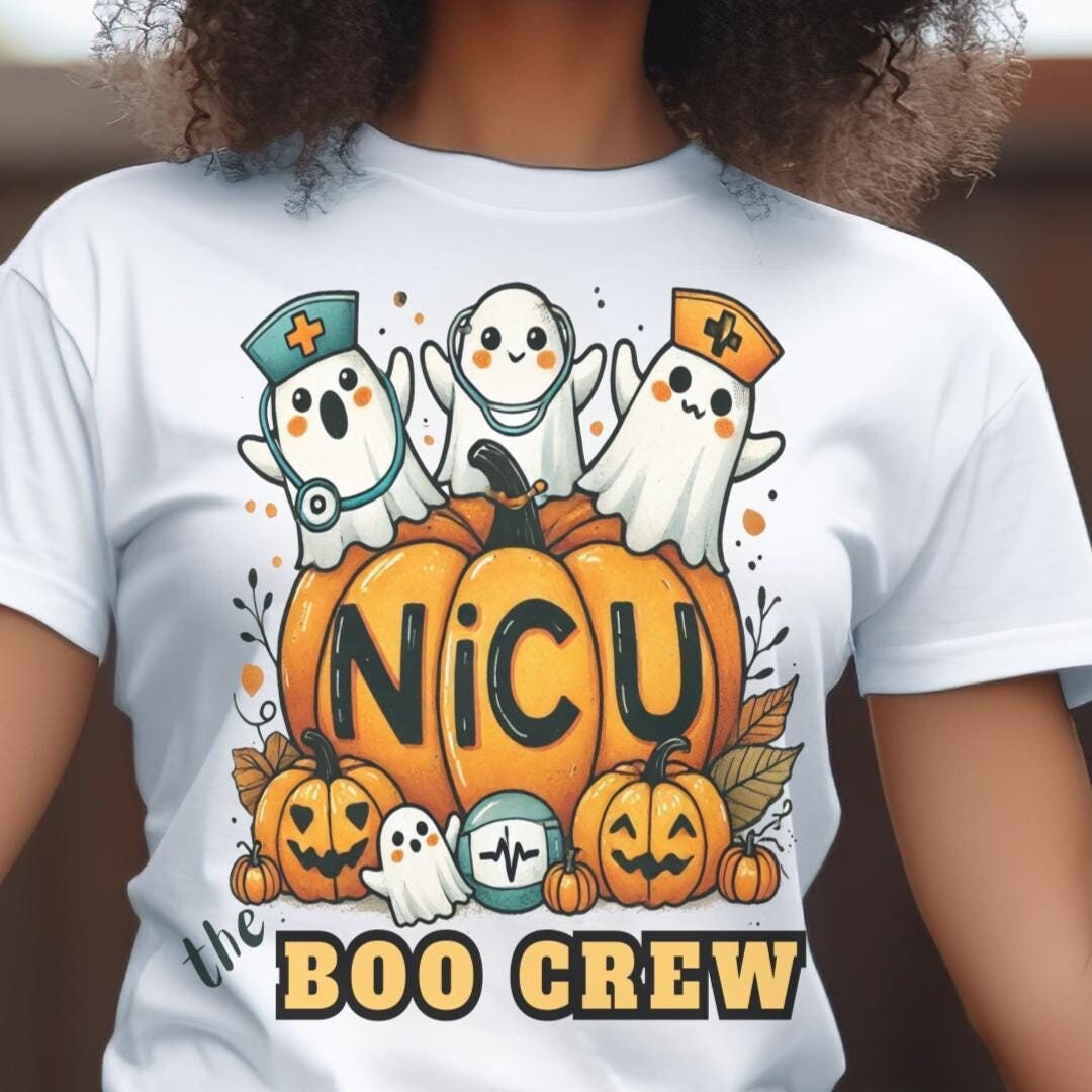 Spooky Season Halloween NICU Boo Crew Ghost Nurses Pumpkins PNG Design ...