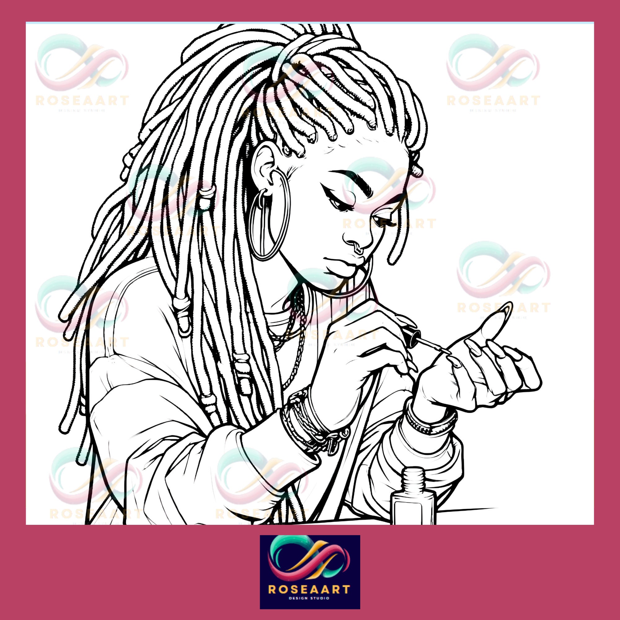 Girls With Locs PNG Coloring Pages printable Images 6 High Res Clipart ...