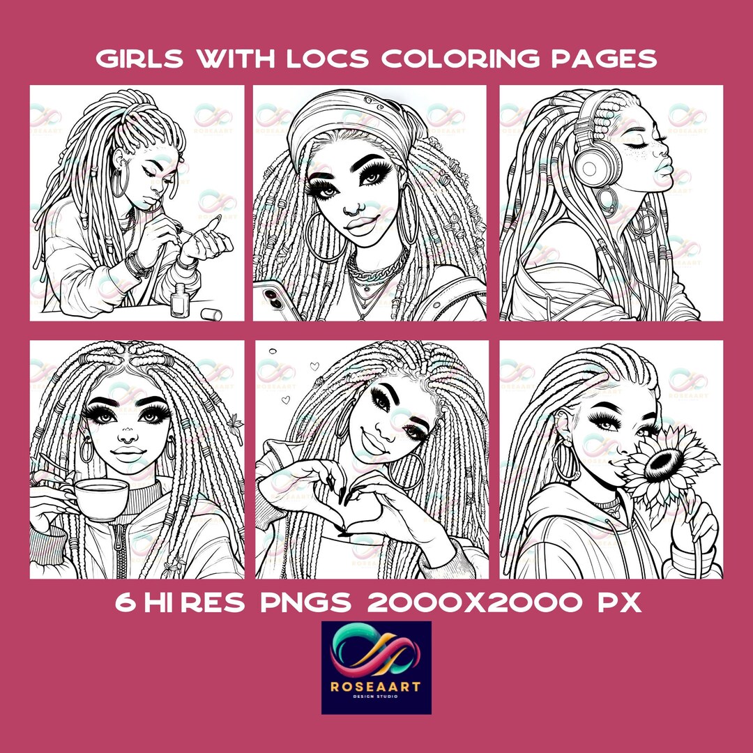 Girls With Locs PNG Coloring Pages printable Images 6 High Res Clipart ...
