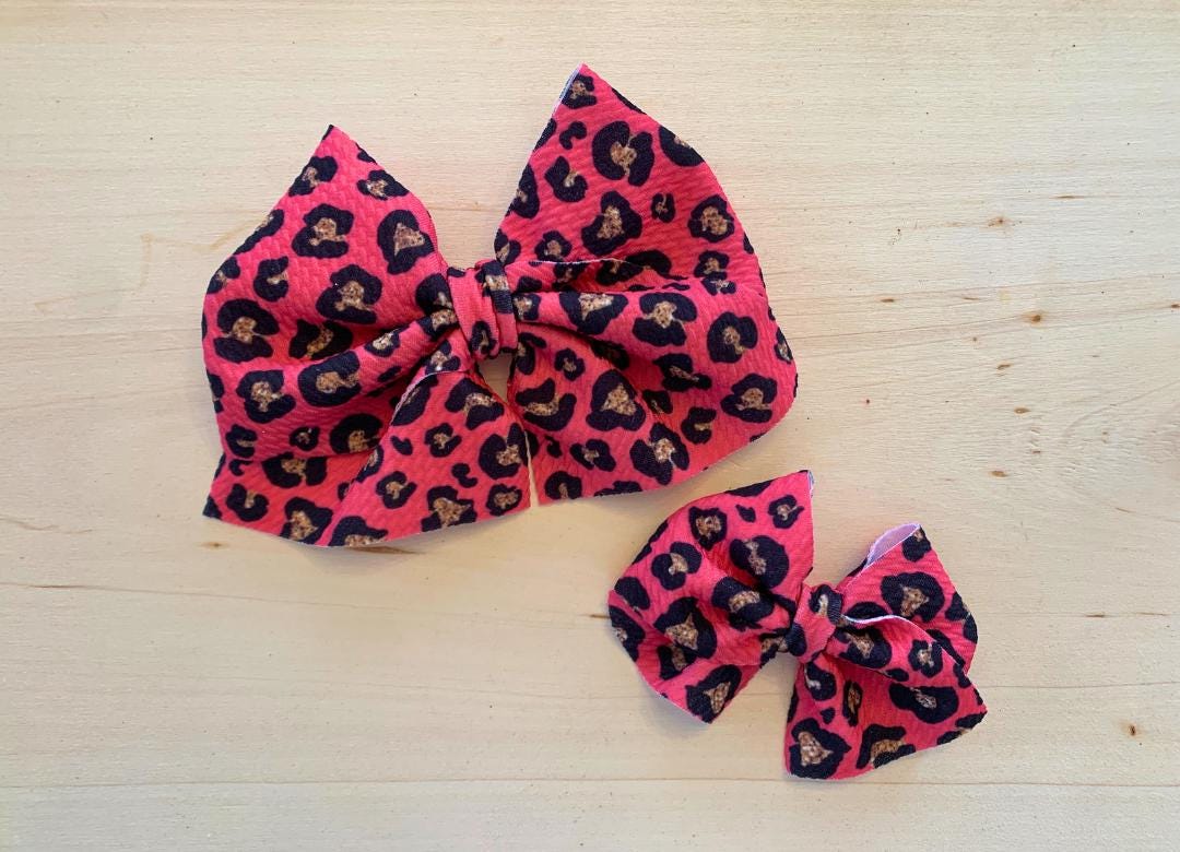 Sailor Bow charlie: PINK LEOPARD Liverpool Bullet Textured Fabric, Hair ...
