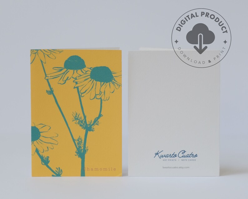 A6 CHAMOMILE Greeting Card / Printable / Blank / Herb / Digital ...