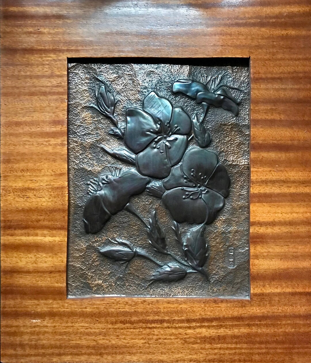 Japanese Inspired Floral Hammered Copper Painting. - Etsy