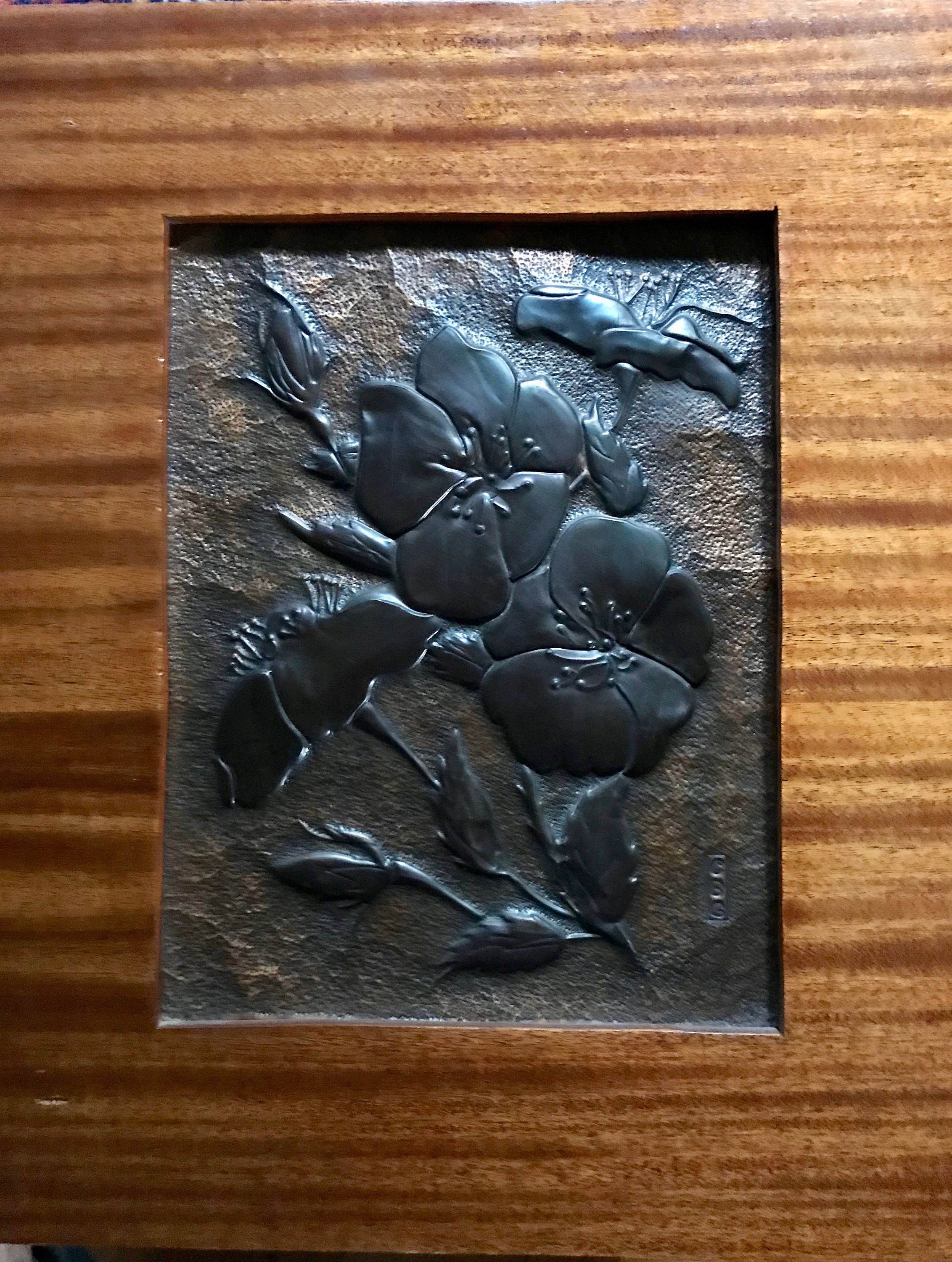 Japanese Inspired Floral Hammered Copper Painting. - Etsy