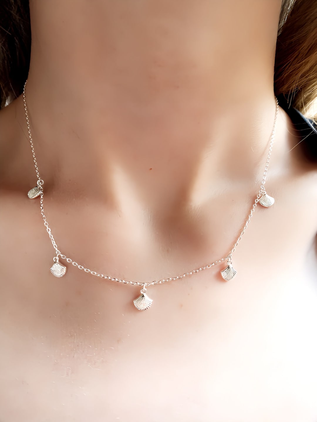 Dainty Seashell Chain Necklace, 925 Sterling Silver Shell Necklace ...