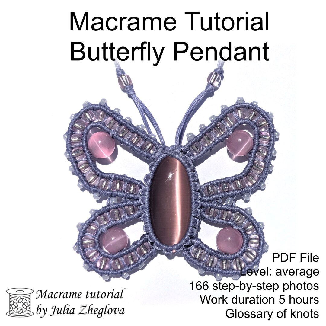 Macrame Butterfly Tutorial, Macrame Pendant Pattern, Macrame Jewelry ...