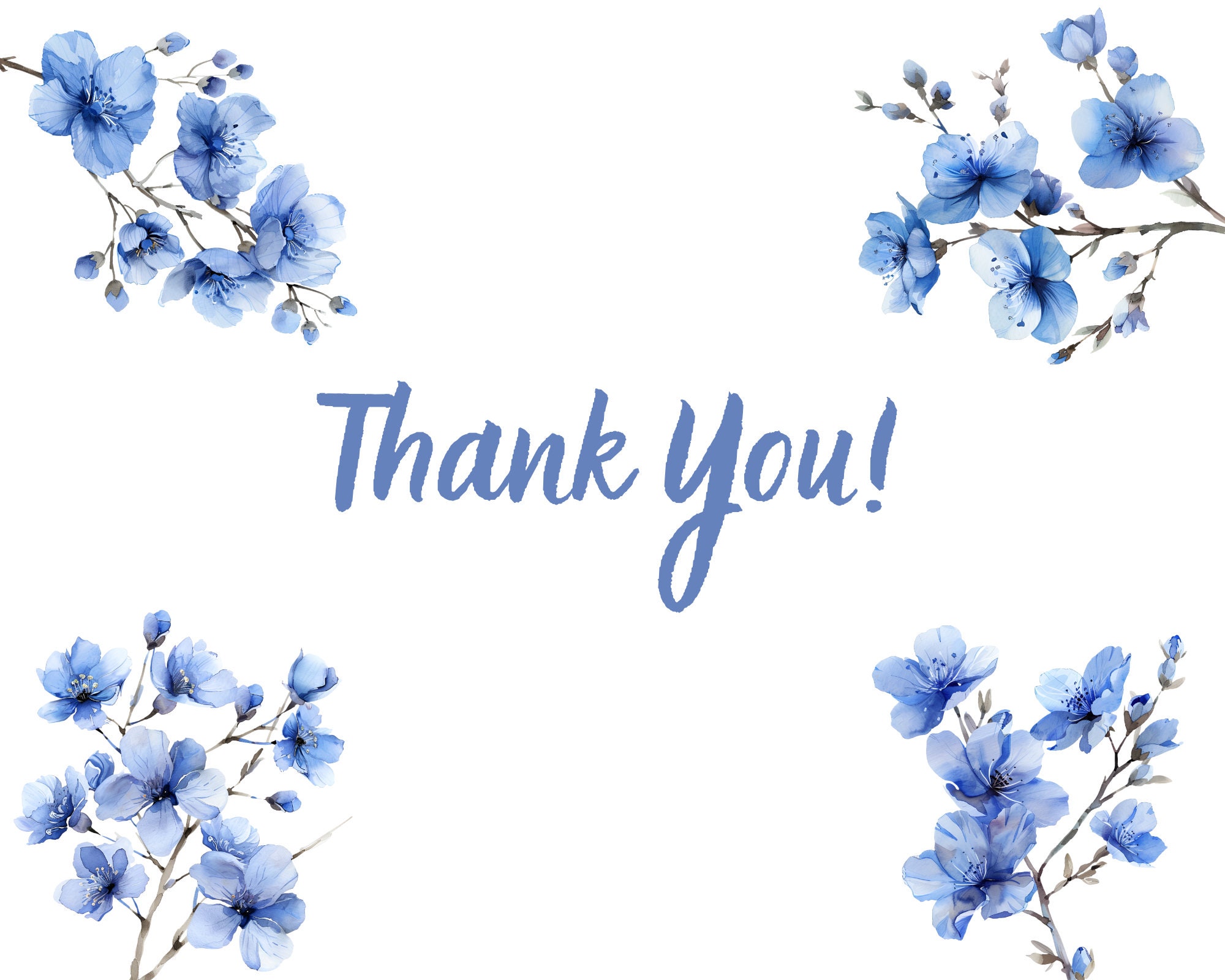 Watercolor Floral Clipart, Blue Flower Clipart, Floral Arrangements ...