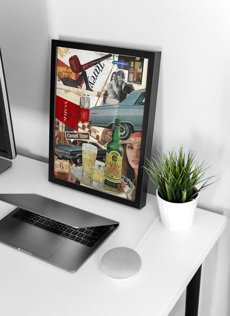 Vintage Hand-cut Collage | Retro Magazine Collage | Wall Art & Home ...