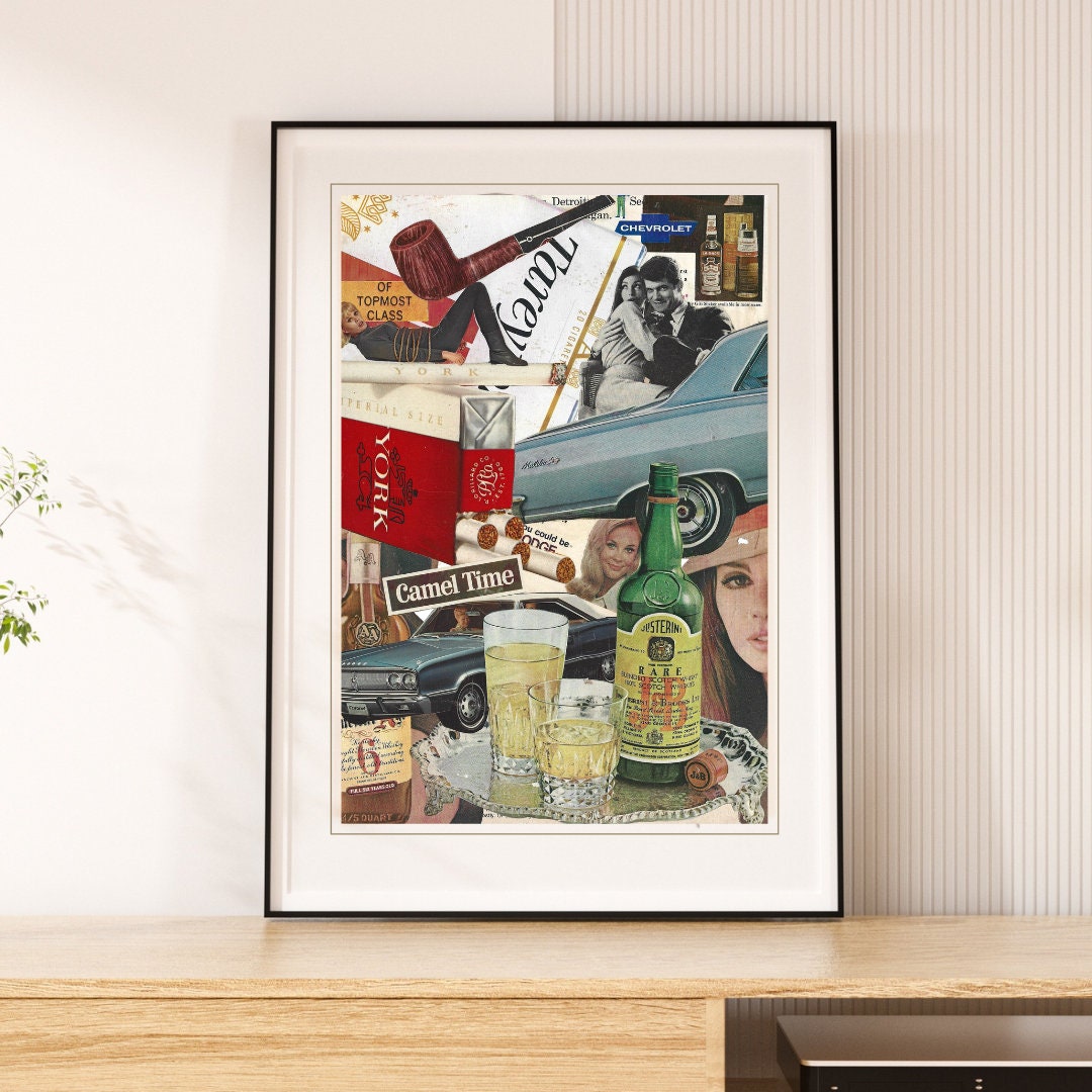 Vintage Hand-cut Collage | Retro Magazine Collage | Wall Art & Home ...
