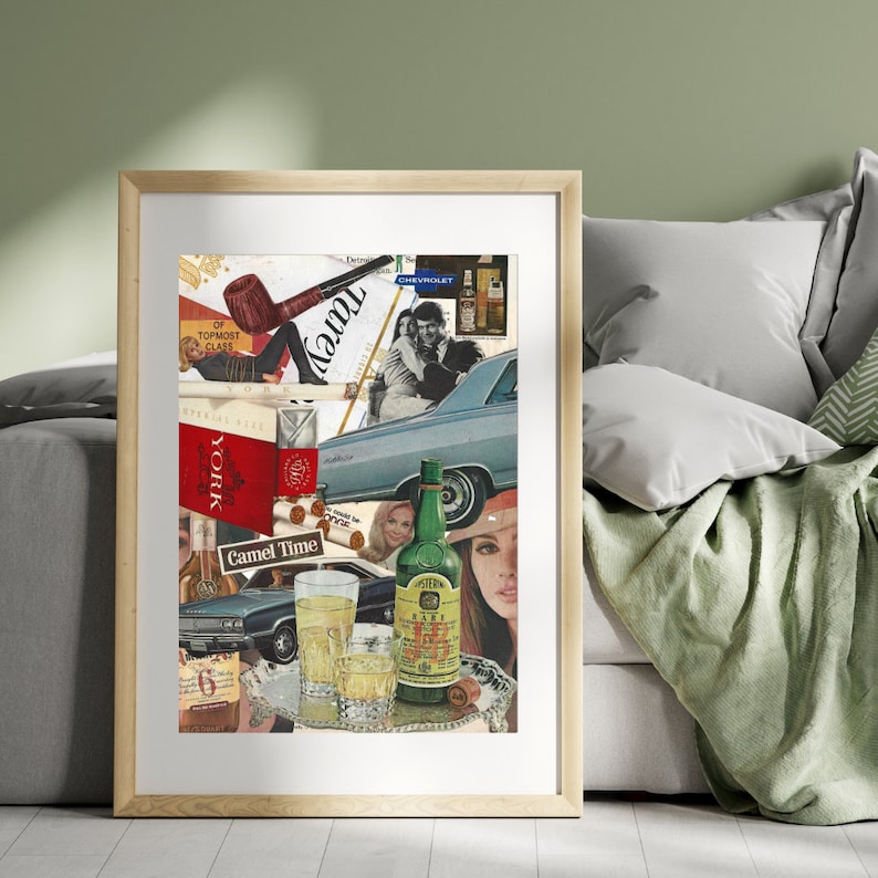 Vintage Hand-cut Collage | Retro Magazine Collage | Wall Art & Home ...