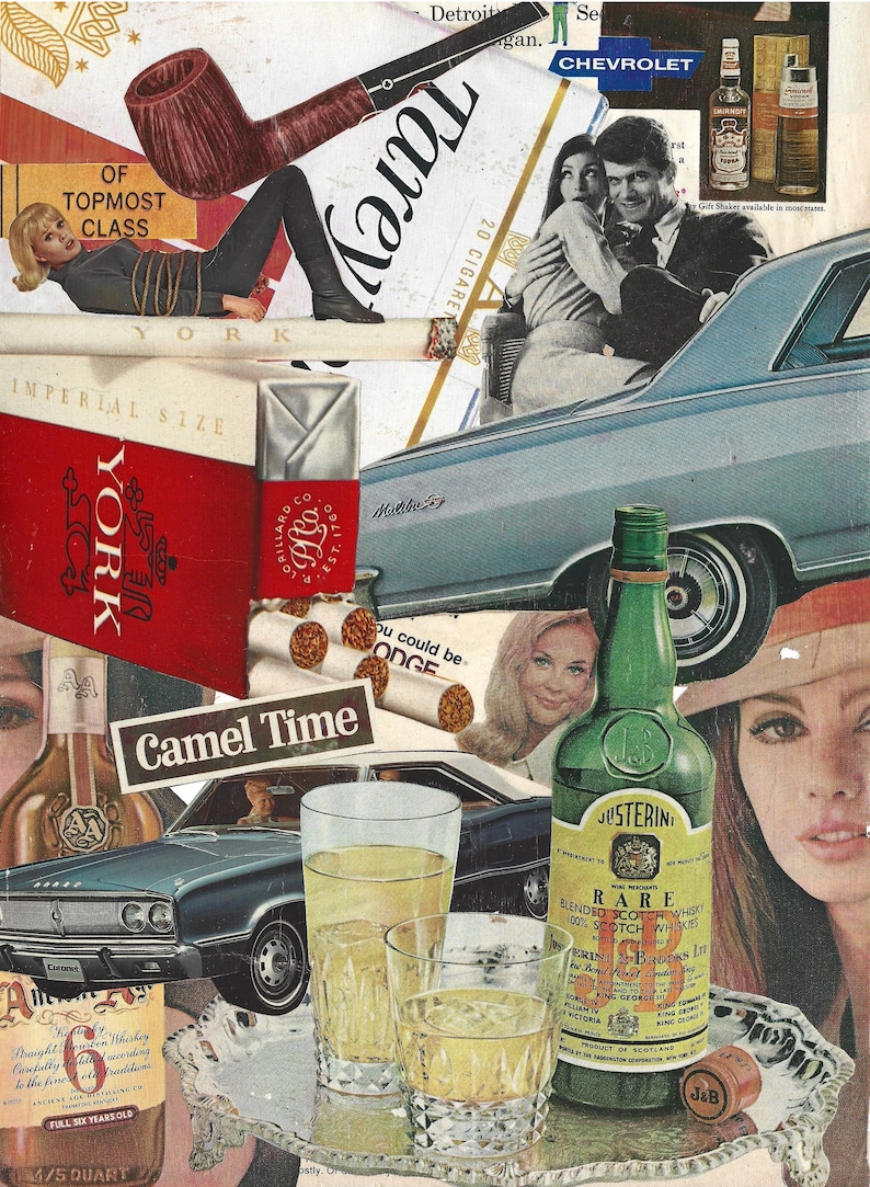 Vintage Hand-cut Collage | Retro Magazine Collage | Wall Art & Home ...