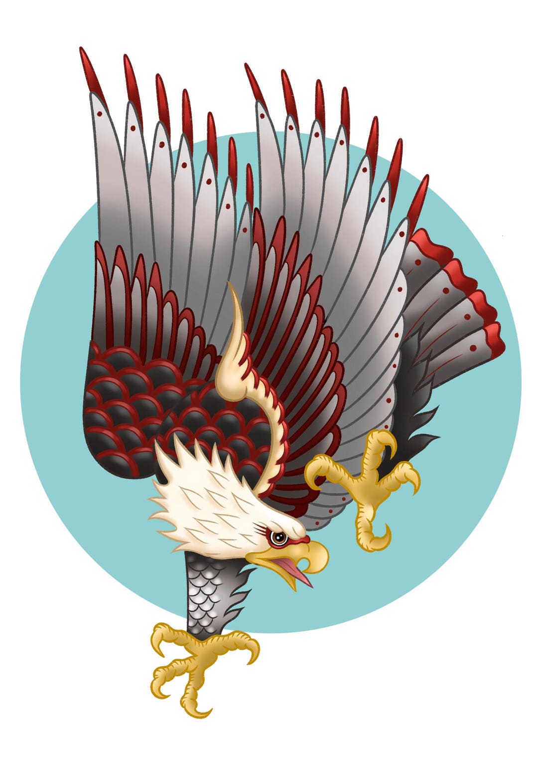 Tattoo Traditional Style Eagle Digital Print - Etsy