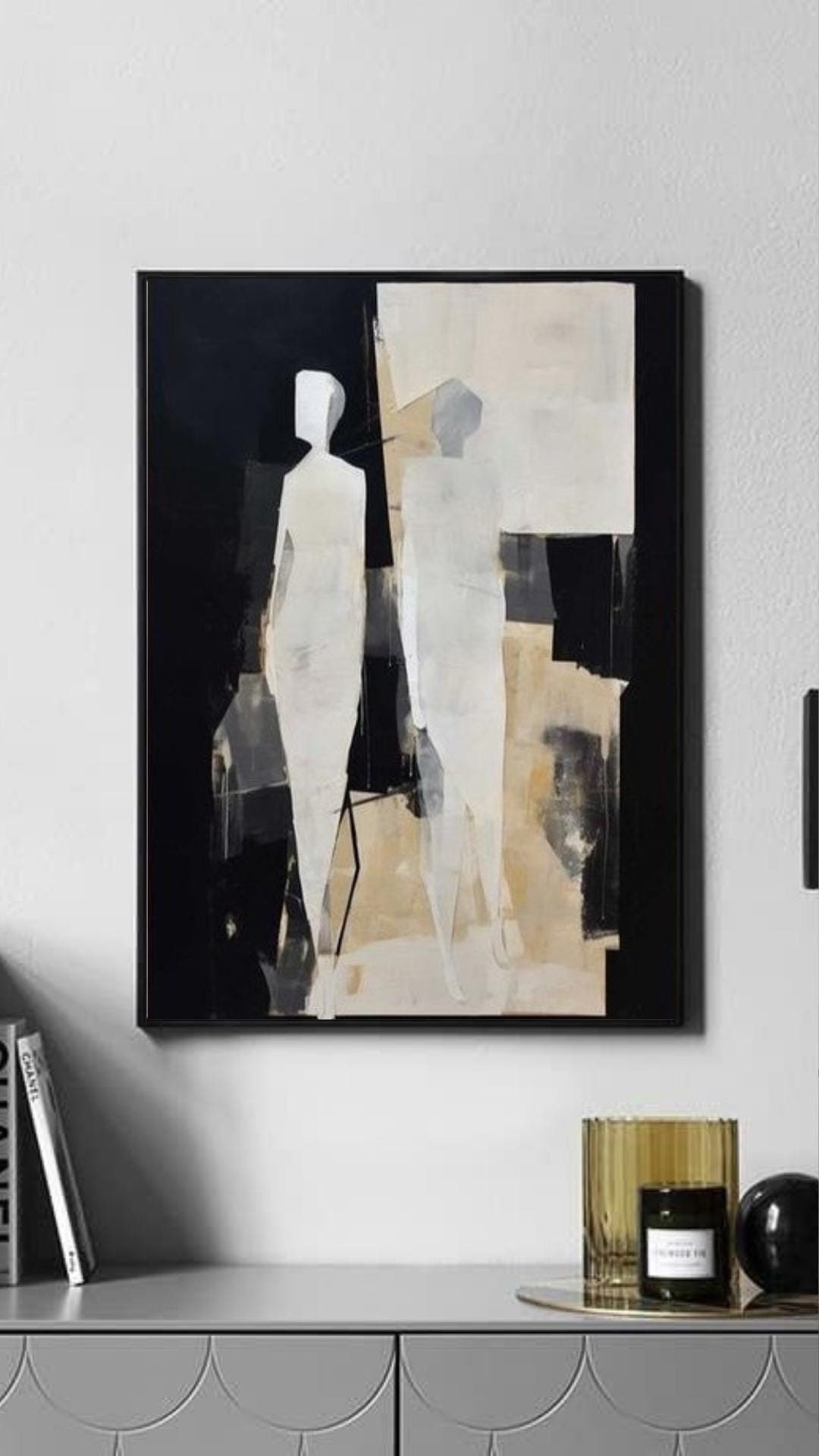 Ethereal Figures in Contrast - Modern Abstract Human Art Hand Made ...