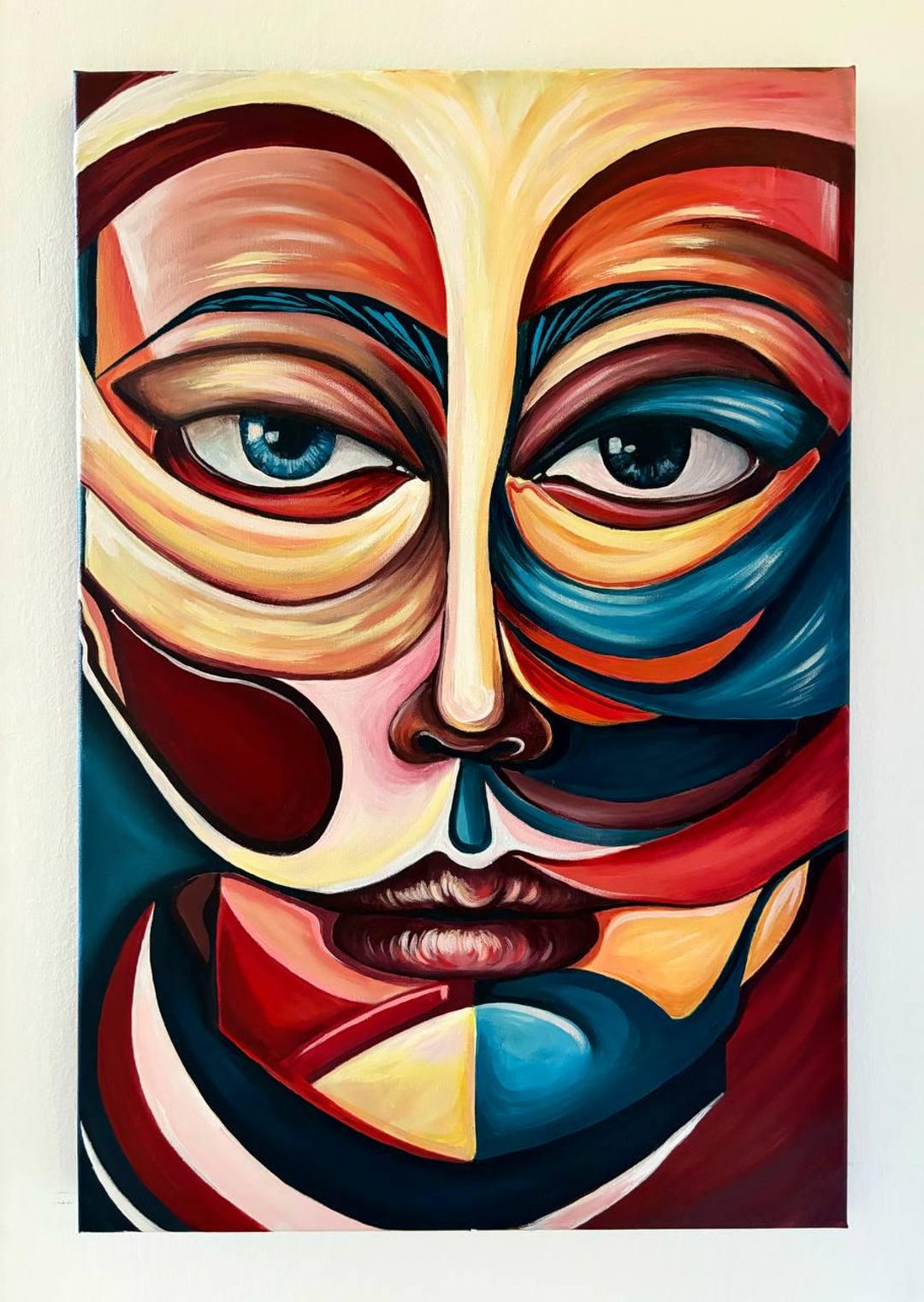 Abstract Expressionist Face Painting: Colorful Modern Portrait on ...