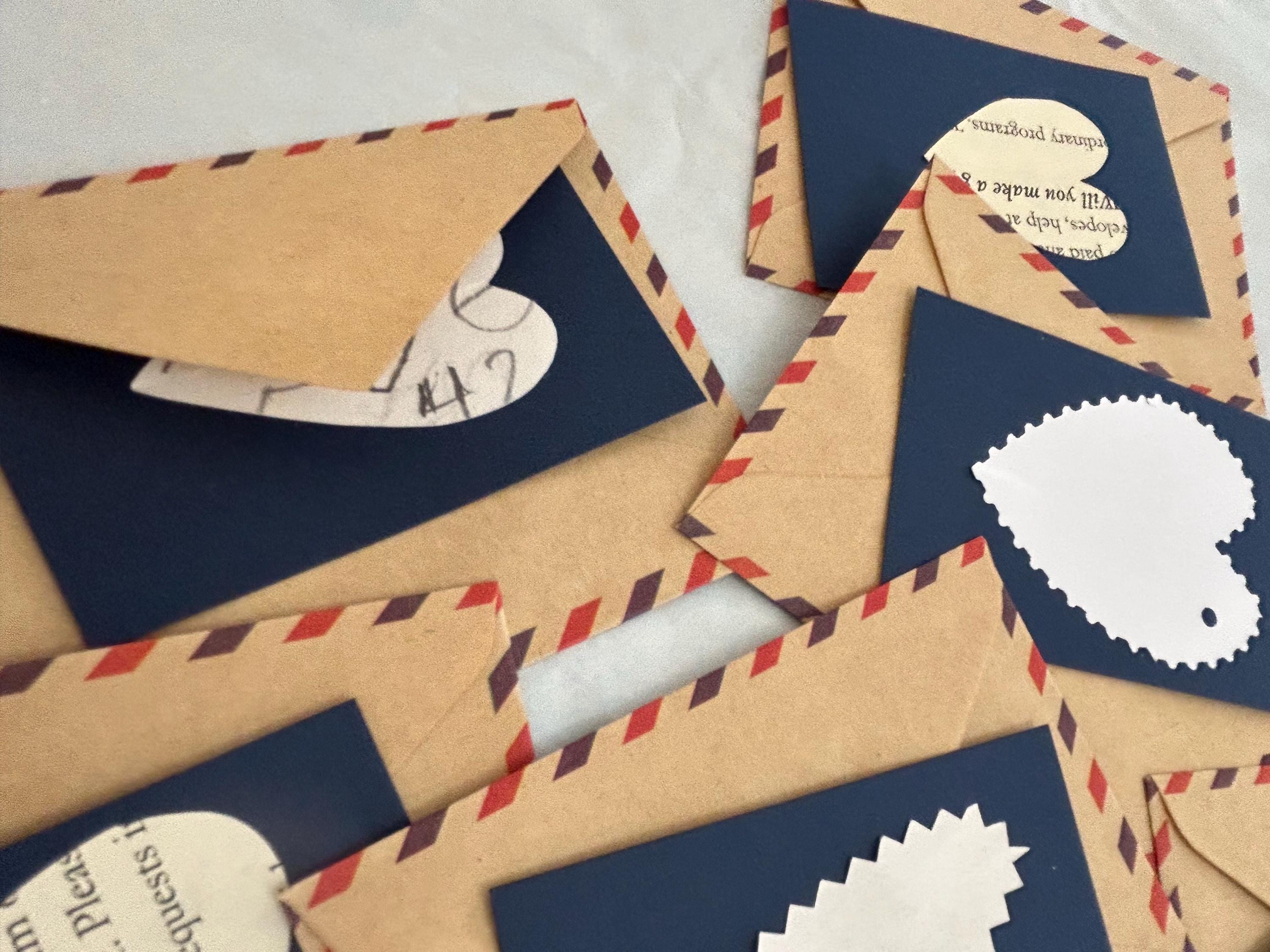 8 Handmade Valentines / Airmail Par Avon Airmail Mini Cards Gift Cards ...