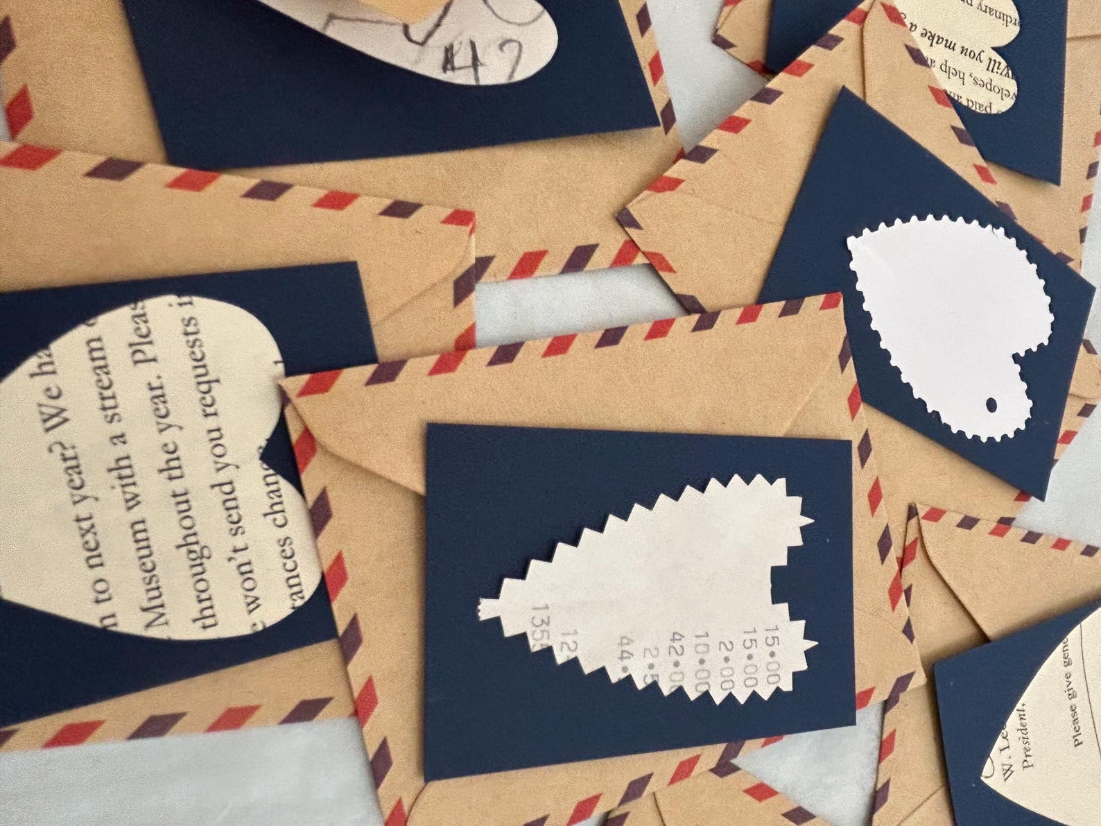 8 Handmade Valentines / Airmail Par Avon Airmail Mini Cards Gift Cards ...