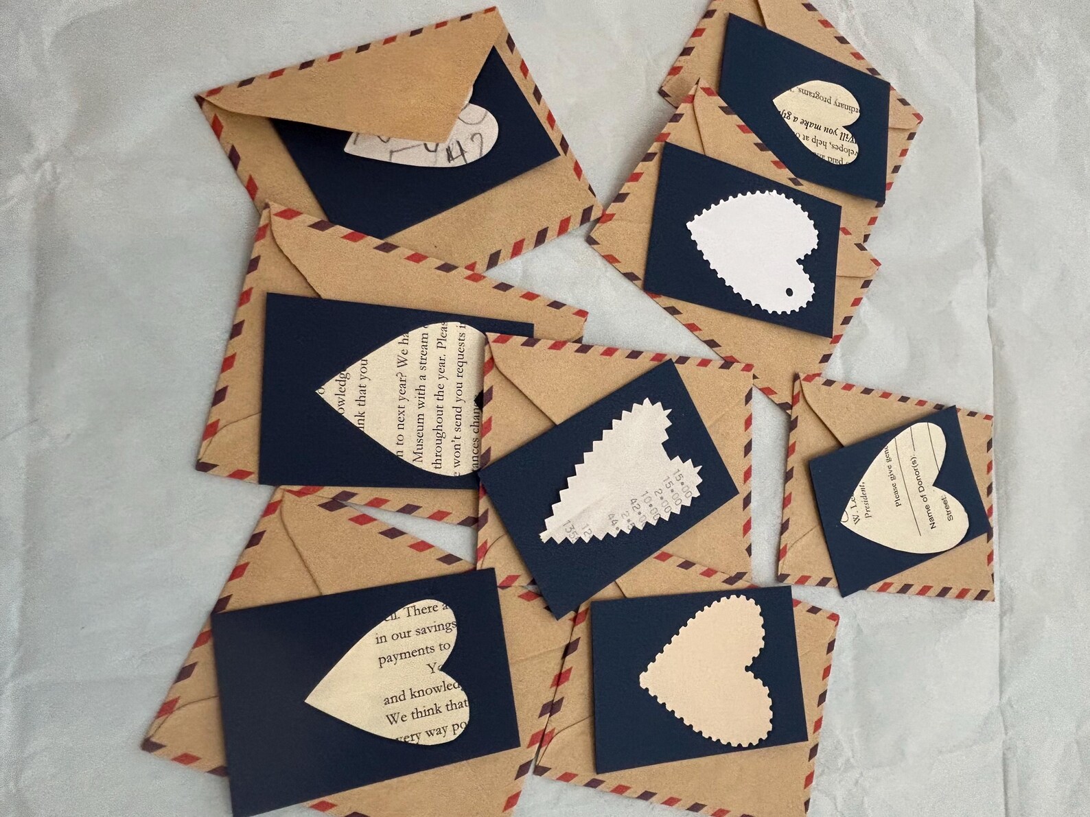 8 Handmade Valentines / Airmail Par Avon Airmail Mini Cards Gift Cards ...