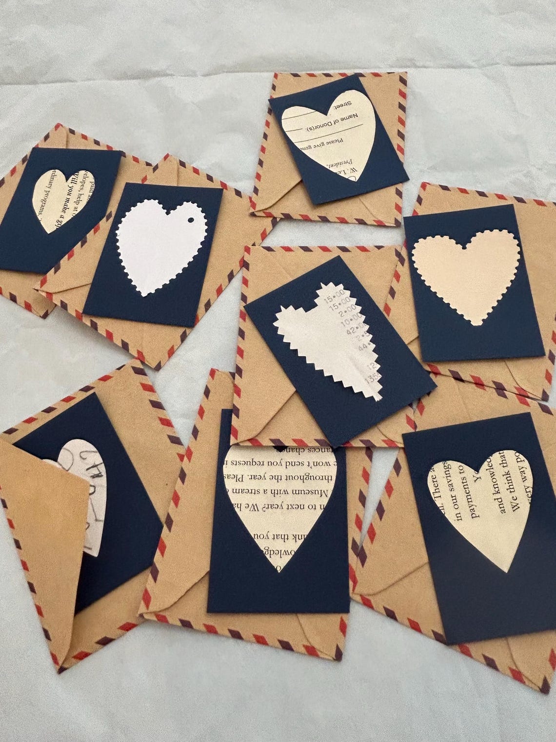 8 Handmade Valentines / Airmail Par Avon Airmail Mini Cards Gift Cards ...