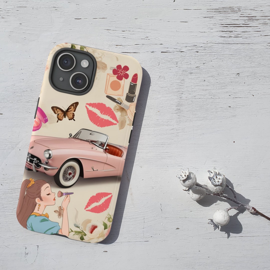 Preppy Aesthetic Watercolor Collage Phone Case, Spring Coquette for ...