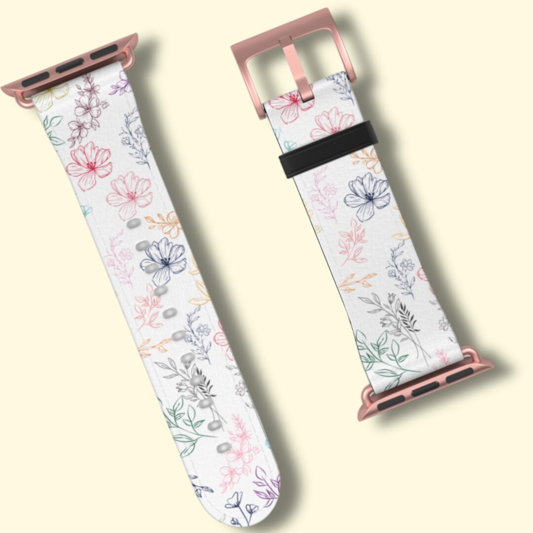 Colorful Flower Collage Watch Band, Compatible With Apple Watch, Floral ...