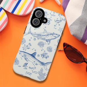 Cute Shark Phone Case, Sea Moss, Shark, Seashell Collage Phone Case - Etsy