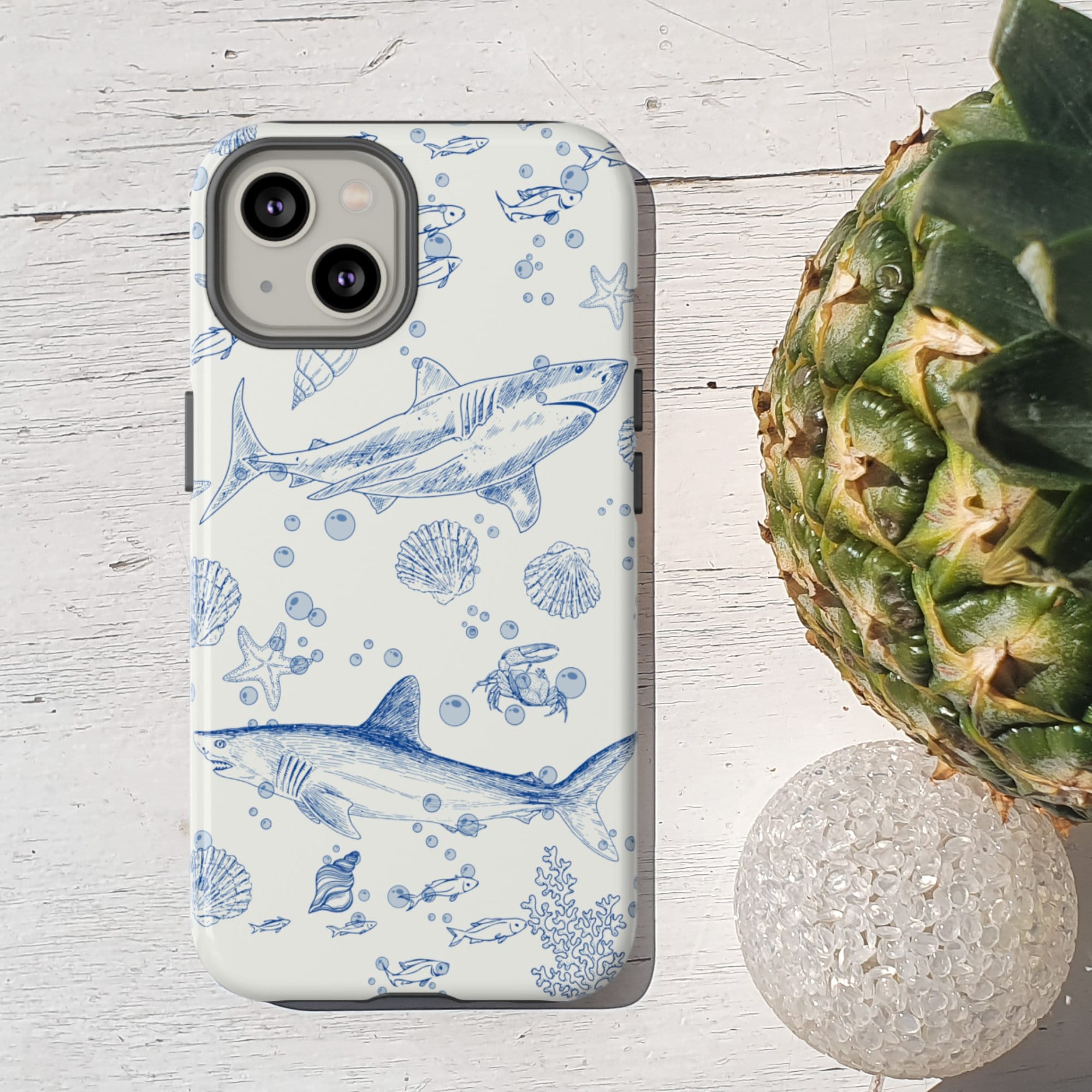 Cute Shark Phone Case, Sea Moss, Shark, Seashell Collage Phone Case ...